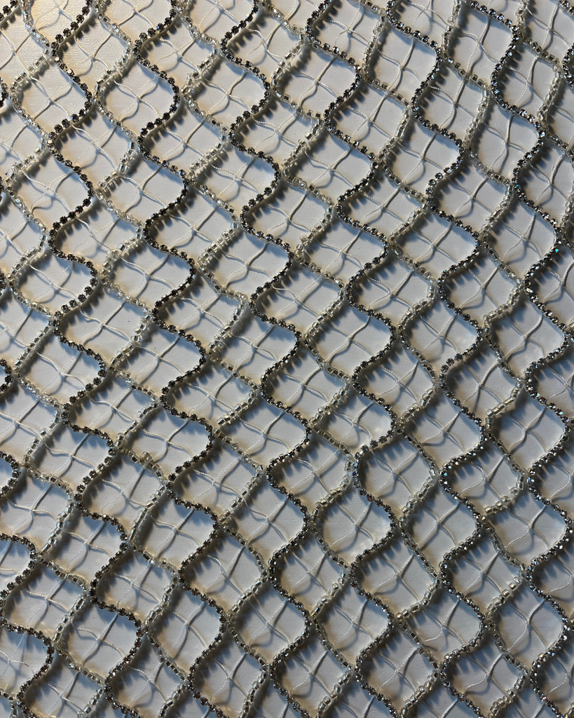 Sequin Crystal Lattice | Silver – Atelier Rioux Fabric Store