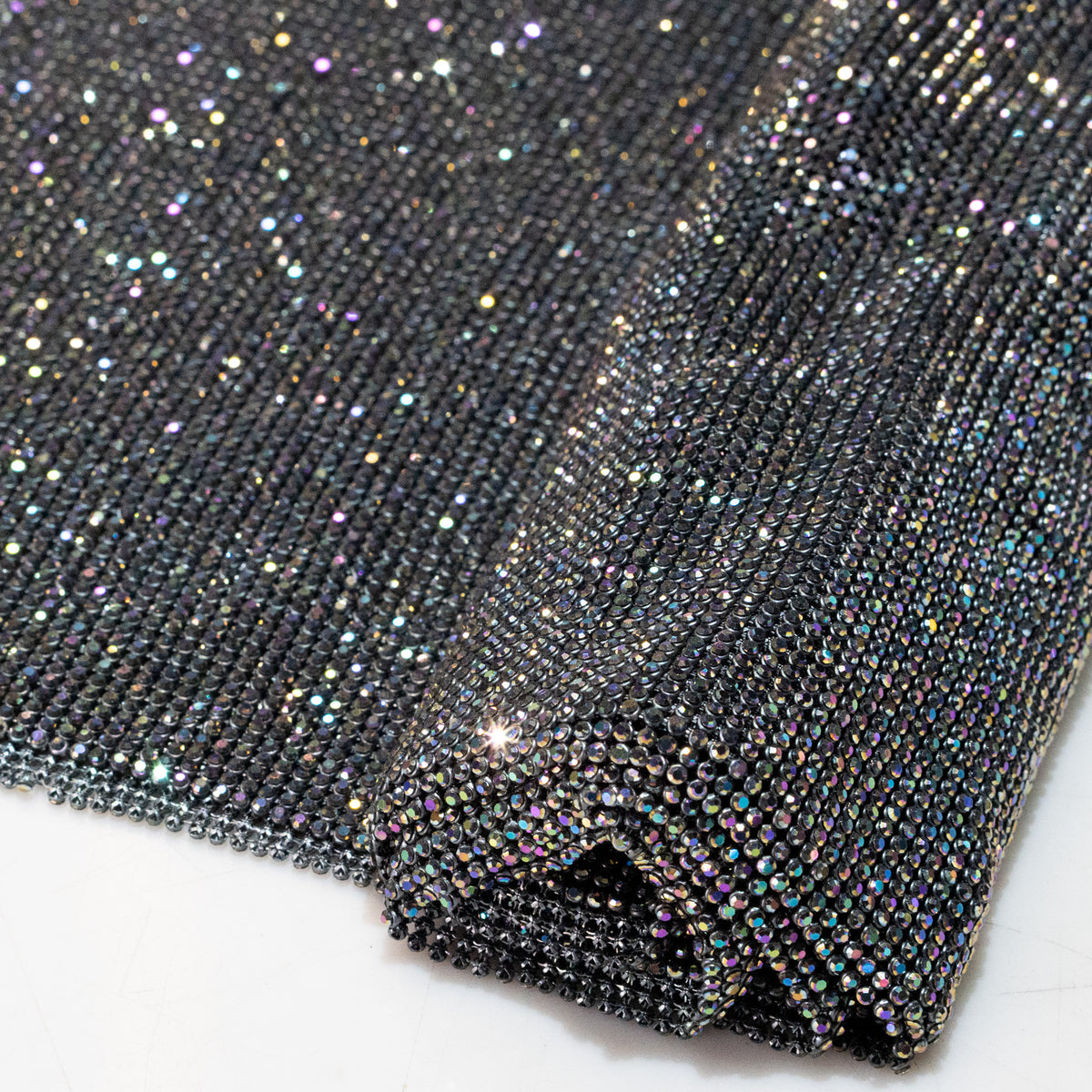 Rainbow Hematite 2mm Crystal Mesh Fabric | Chainmail Fabrics – Atelier ...