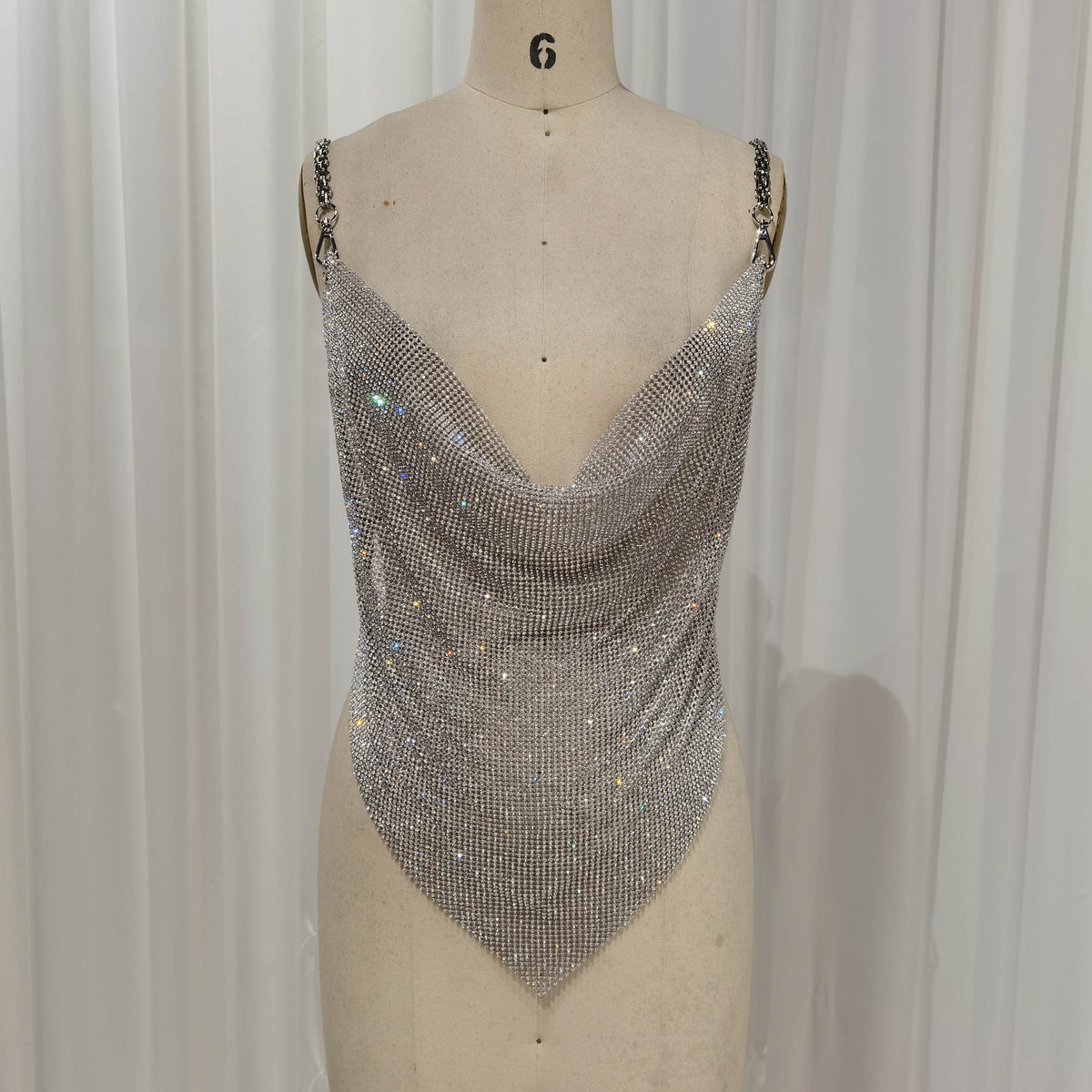 Silver Crystal Mesh Cowl-Neck Top – Atelier Rioux Fabric Store