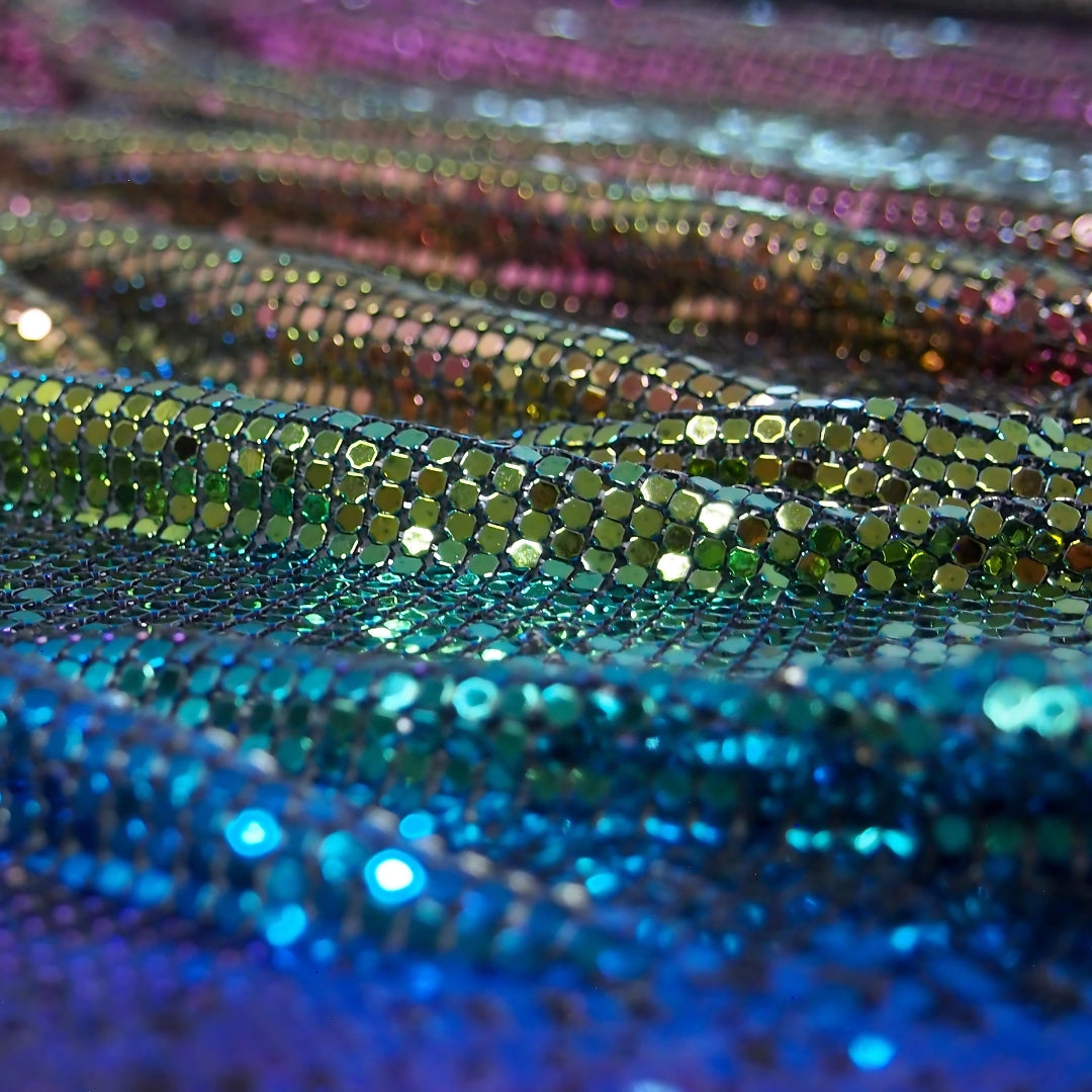 Multicolor Iridescent Metal Mesh Chainmail Fabric | Atelier Rioux ...