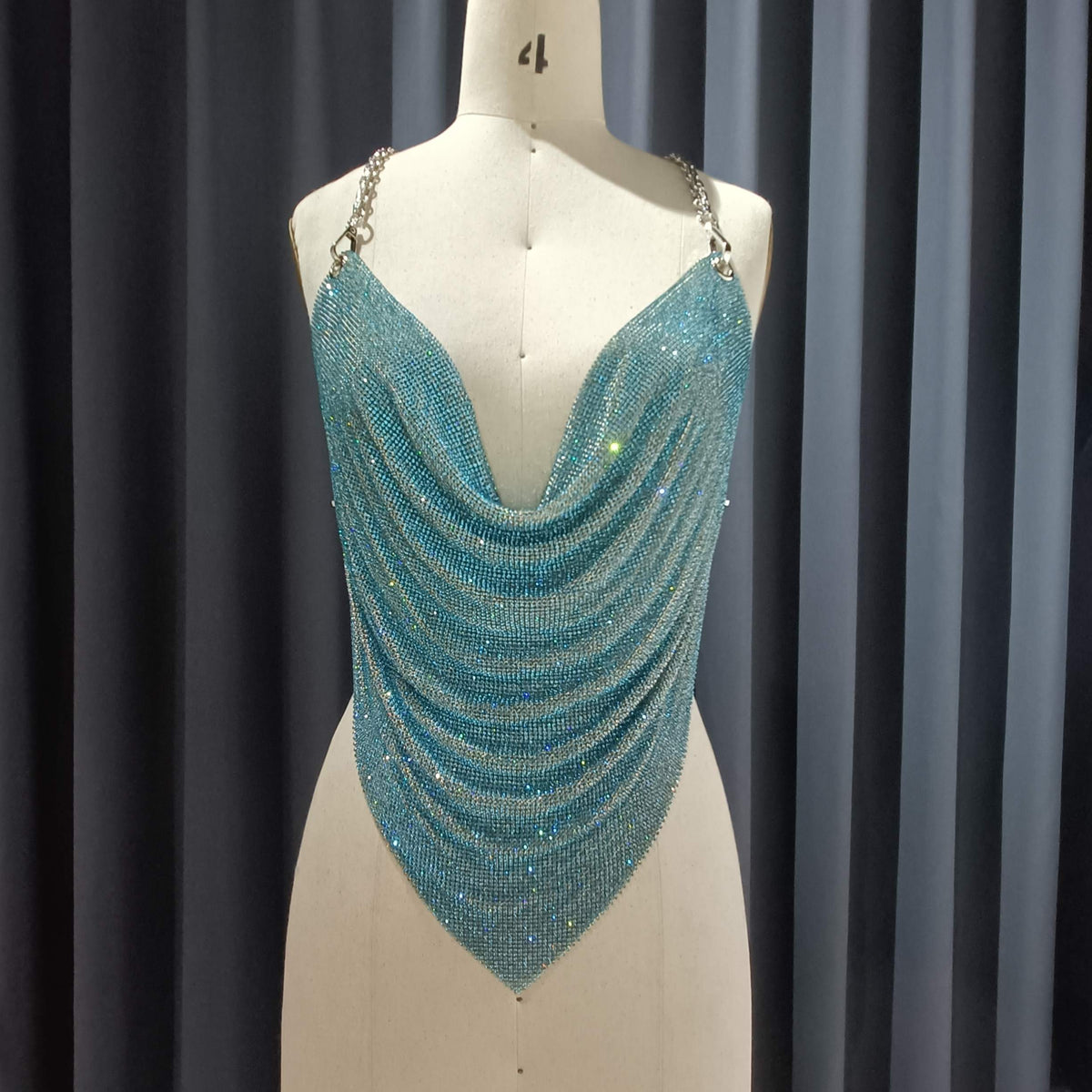 Crystal Mesh Cowl Neck Aquamarine Top – Atelier Rioux Fabric Store